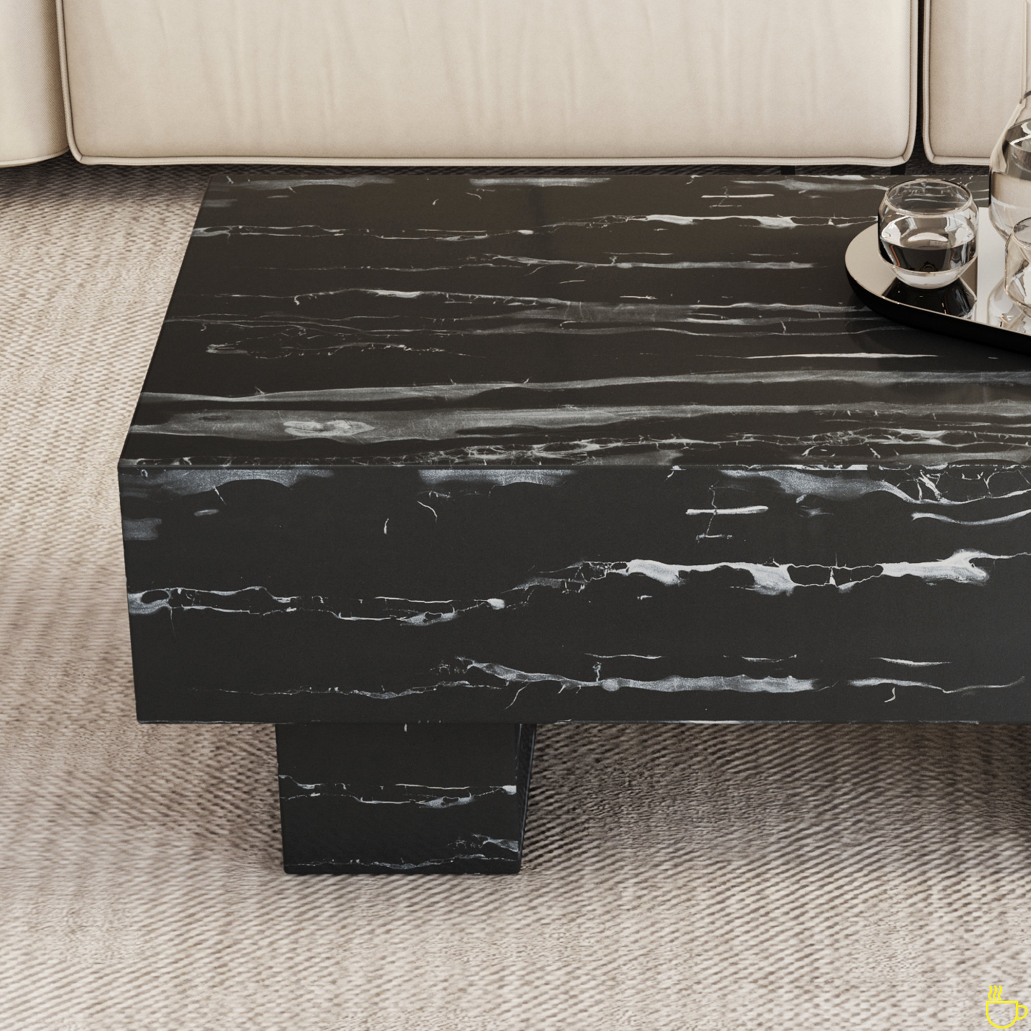 Ivy Bronx Modern Simple Texture MDF Coffee Table | Wayfair