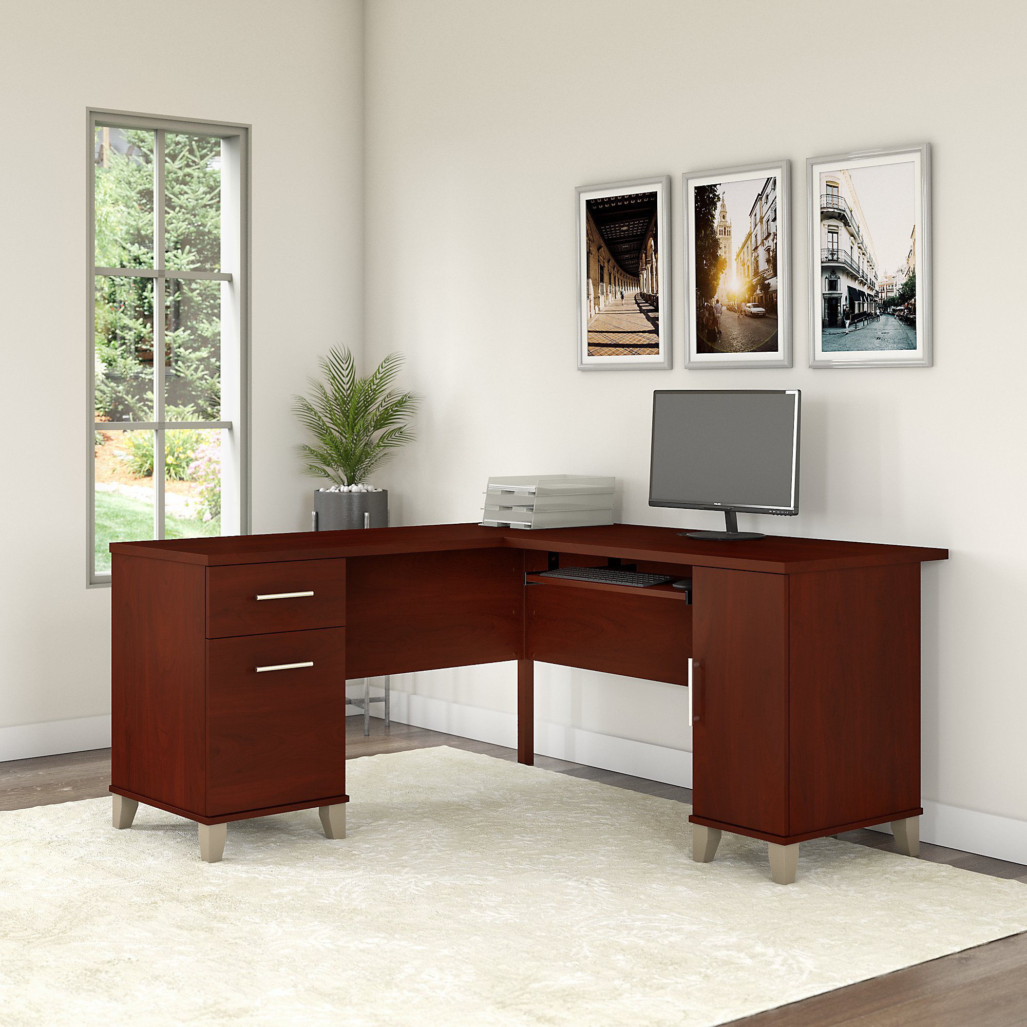 Inbox Zero Paelynn Chase L-Shape Executive desk & Reviews | Wayfair