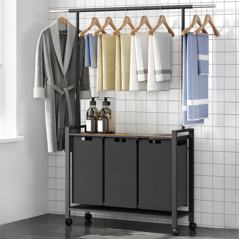 gaomon Laundry Sorter, Rolling Laundry Hamper With Hanging Rack ...