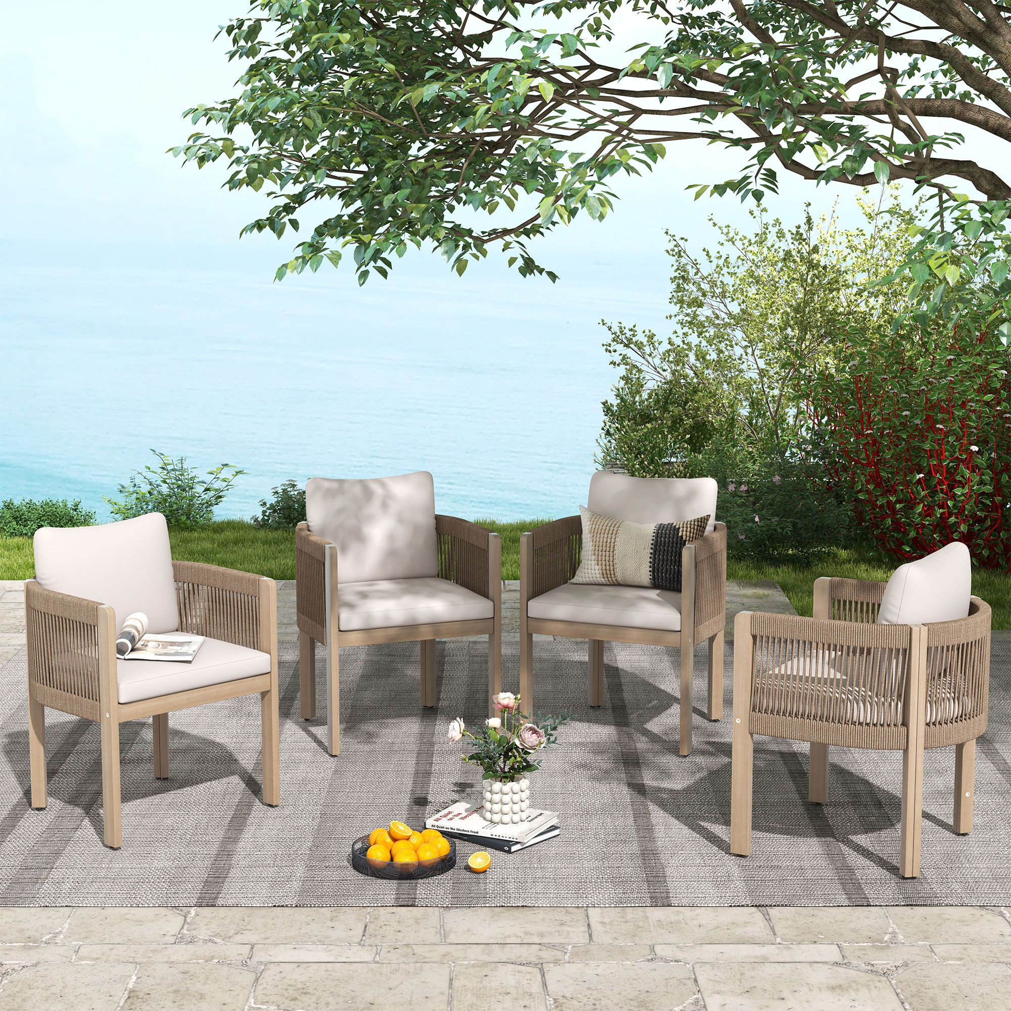 Bay Isle Home™ Coleon Outdoor Patio Dining Chair With Cushions | Wayfair