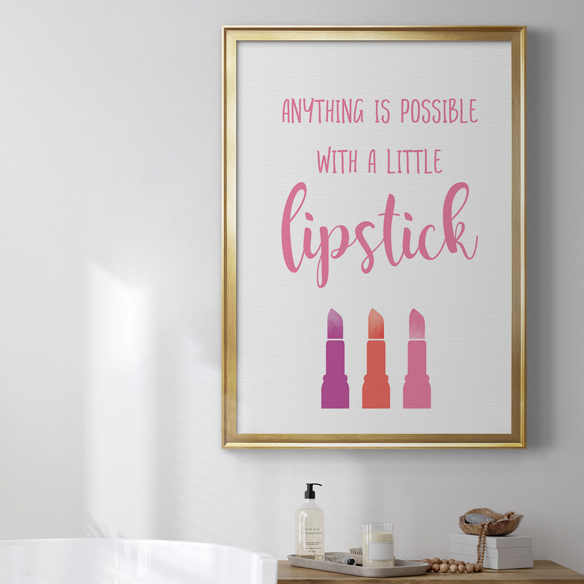 Trinx Little Lipstick Premium Framed Canvas - Ready To Hang | Wayfair