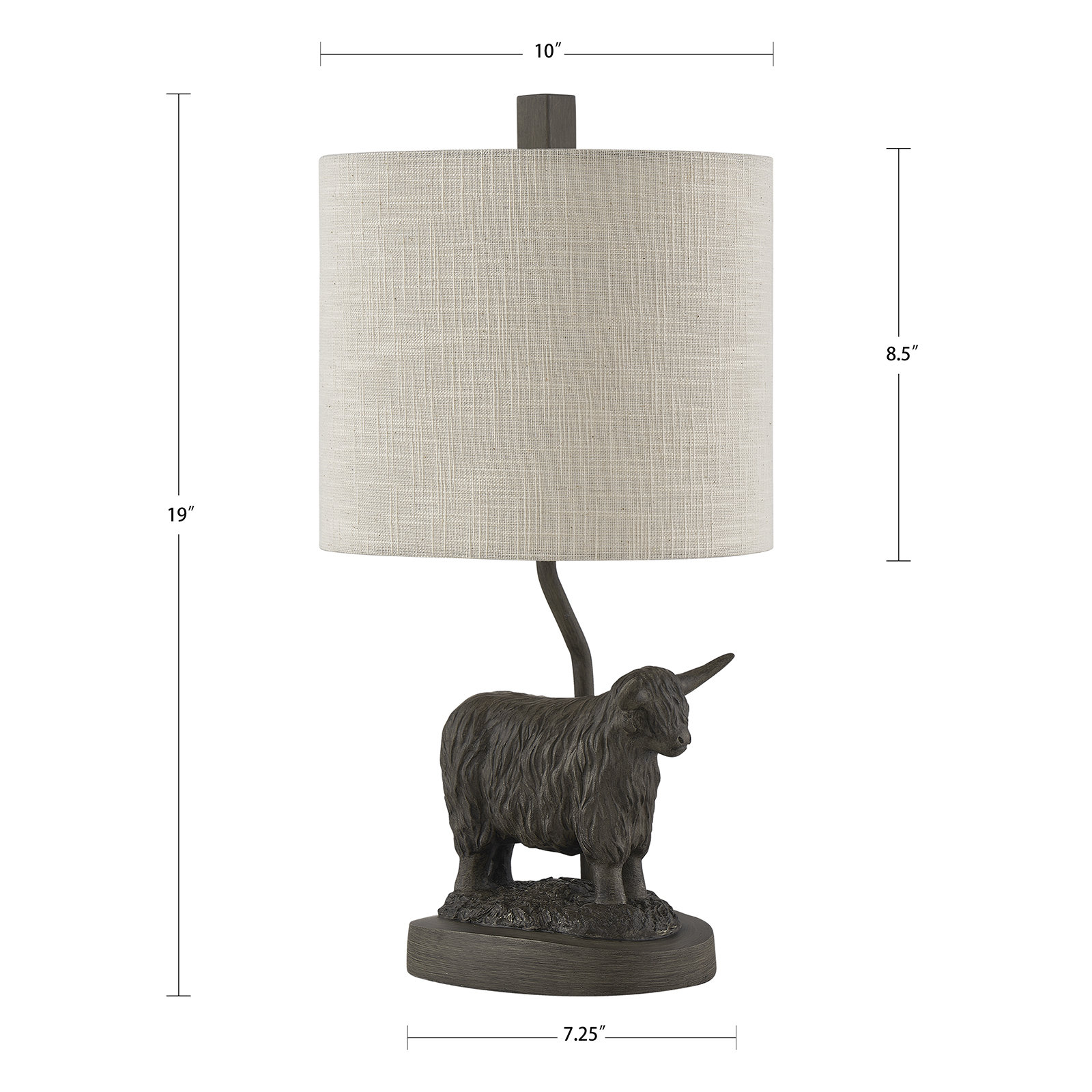 Ophelia & Co. 19" Brown Resin Highland Cow Table Lamp | Wayfair