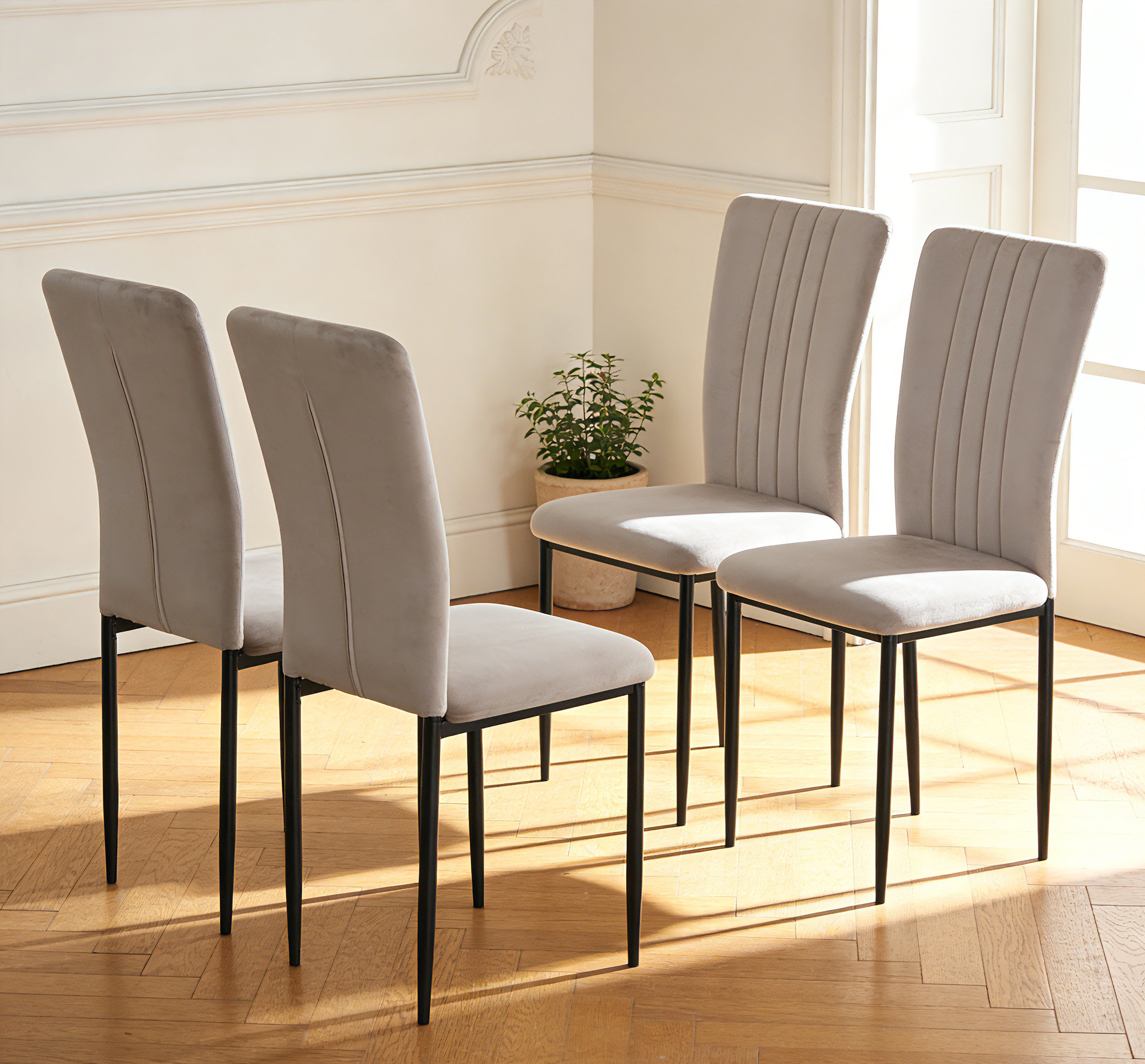 Latitude Run® Velvet Dining Chairs With Long Back, Set Of 4 | Wayfair