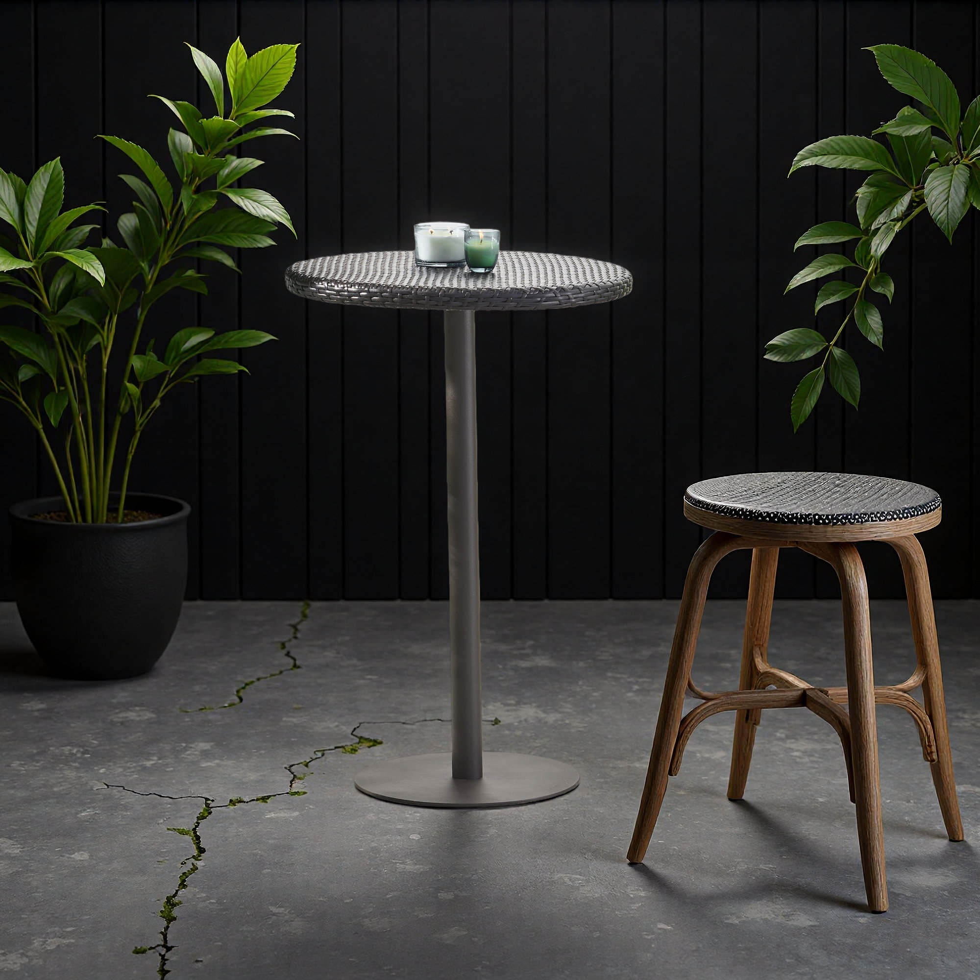 Bay Isle Home™ Outdoor 26" Round PE Rattan Bar Table | Wayfair