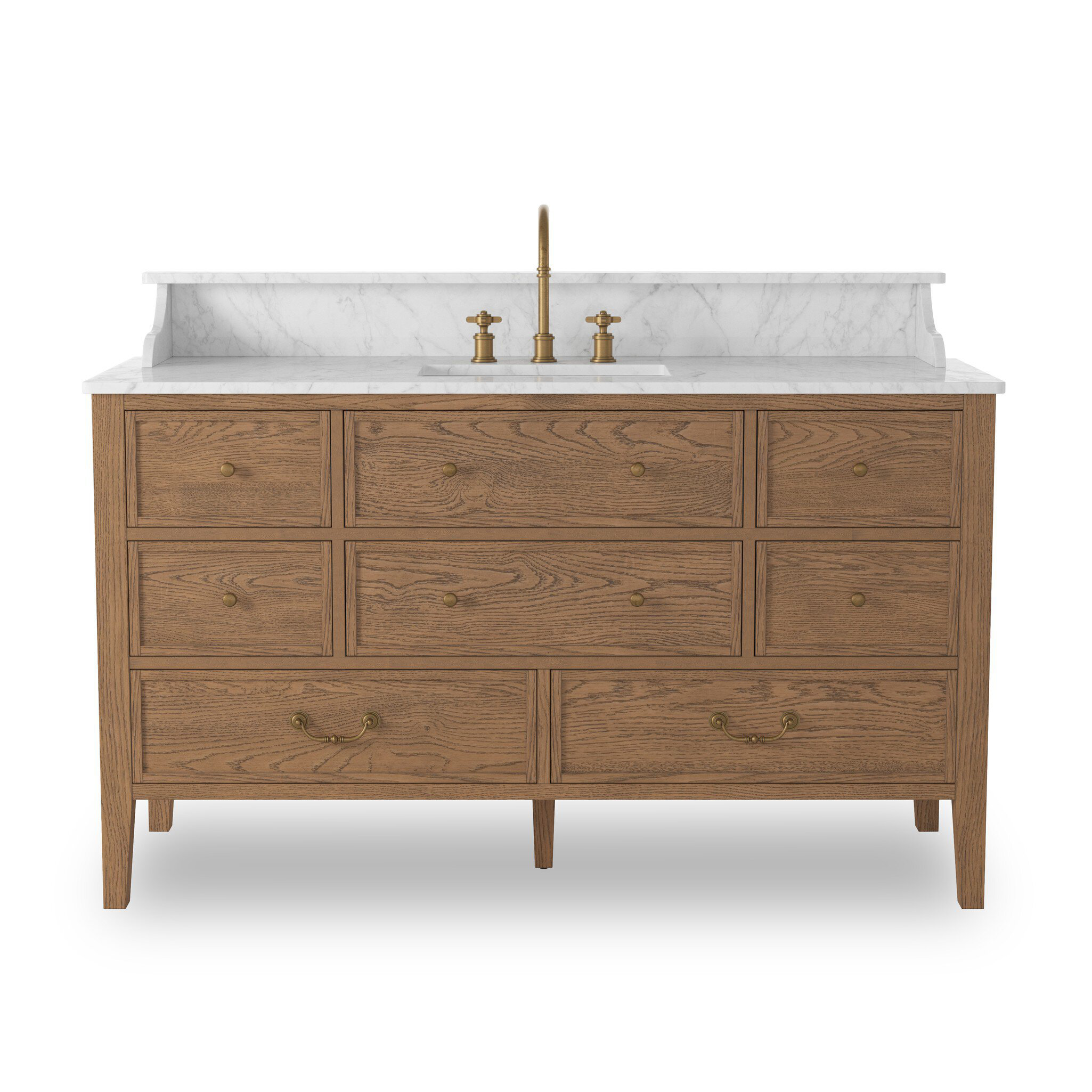 Amber Lewis x Four Hands Elliston Single Wide Vanity-Carrara Marble ...