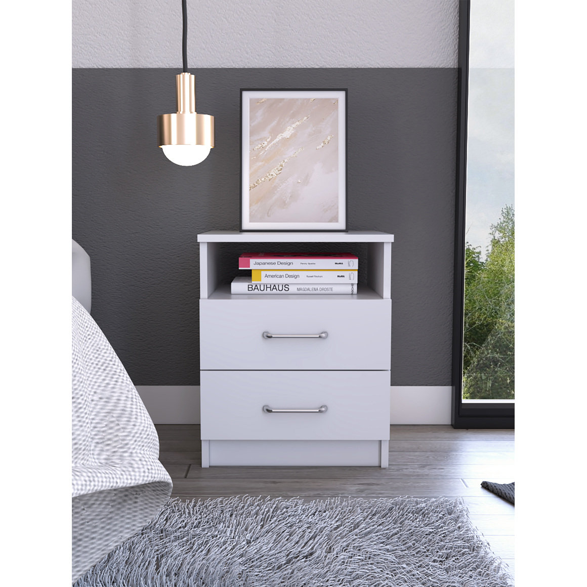 Latitude Run® Brookeline 2-Drawer 1-Shelf Rectangle Nightstand Light ...