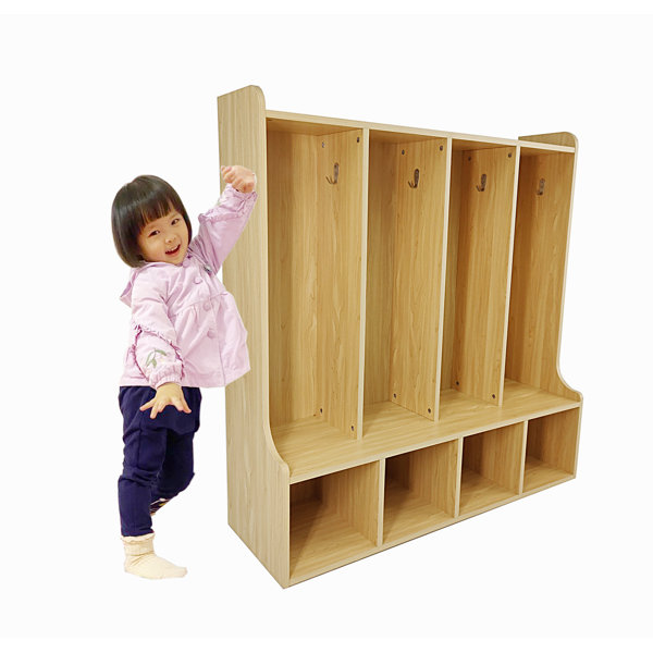 FixtureDisplays 4-Section Kids School Coat Locker with Bench and ...
