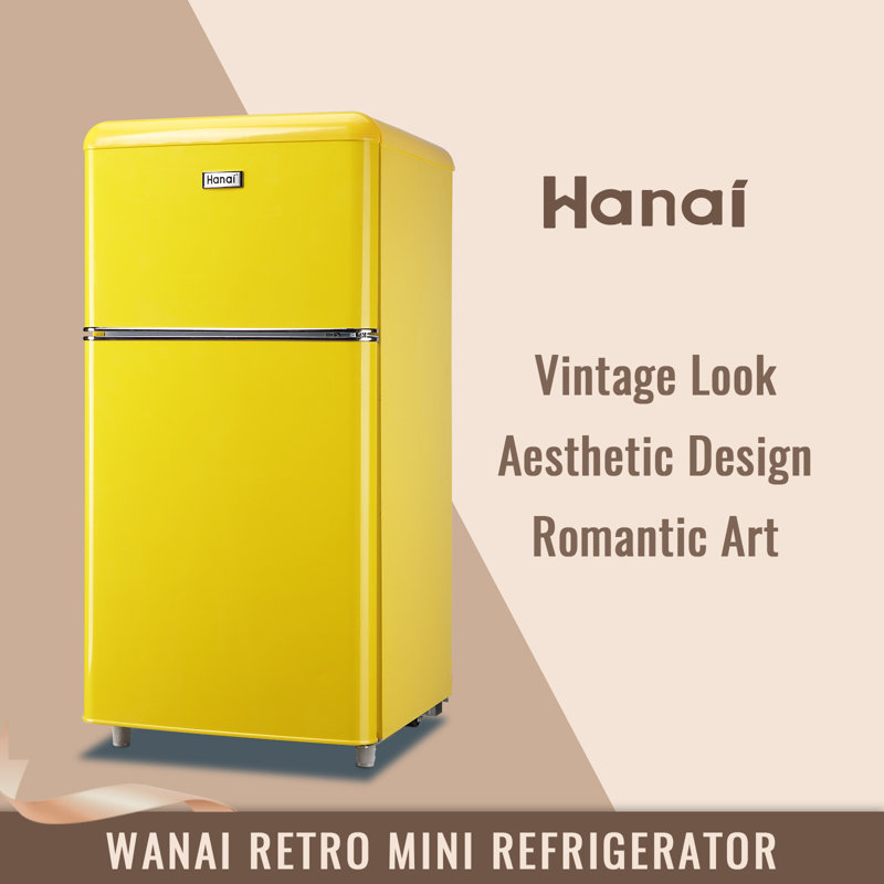 WANAI 3.5 Mini Fridge with Freezer Retro Refrigerator & Reviews | Wayfair