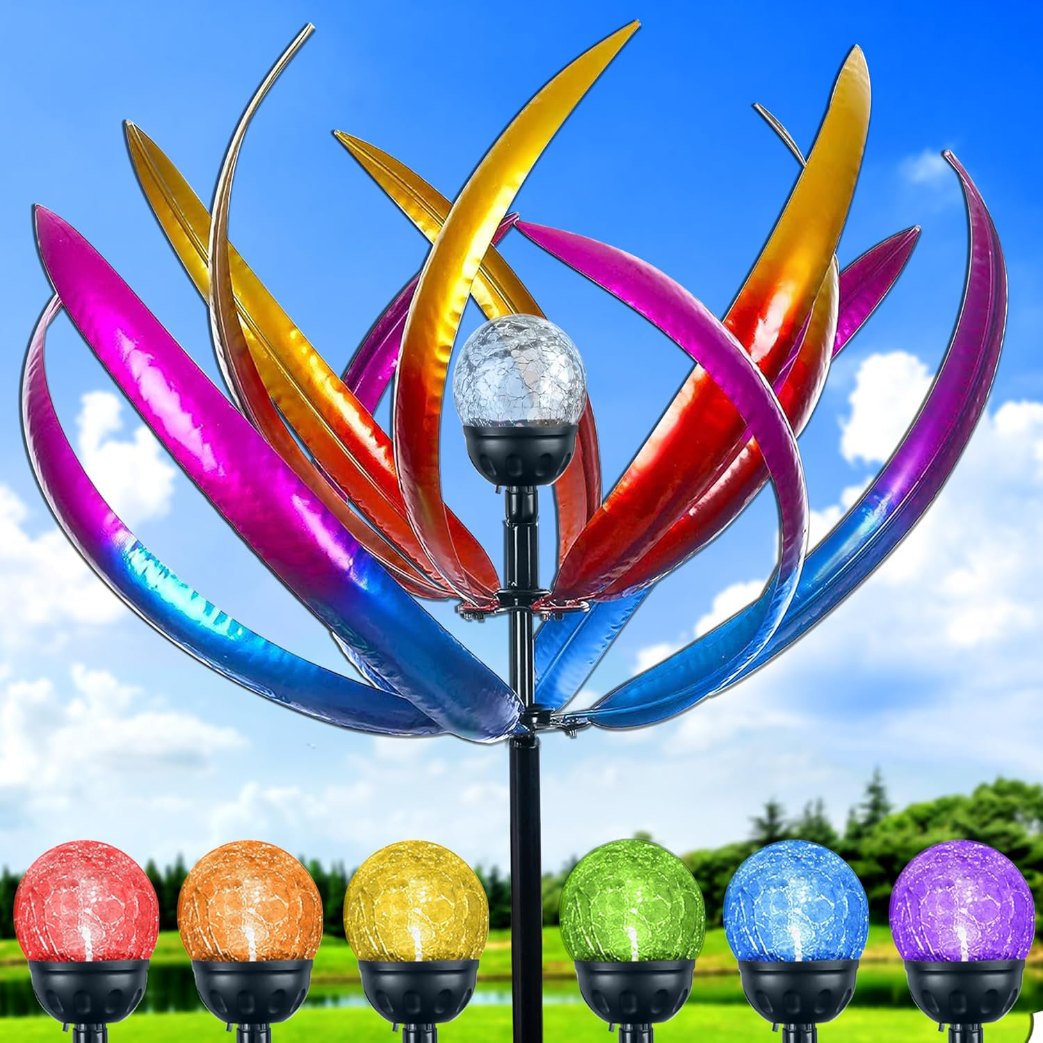 Arlmont & Co. Wind Sculptures & Spinners 70 Inch Wind Spinner With ...