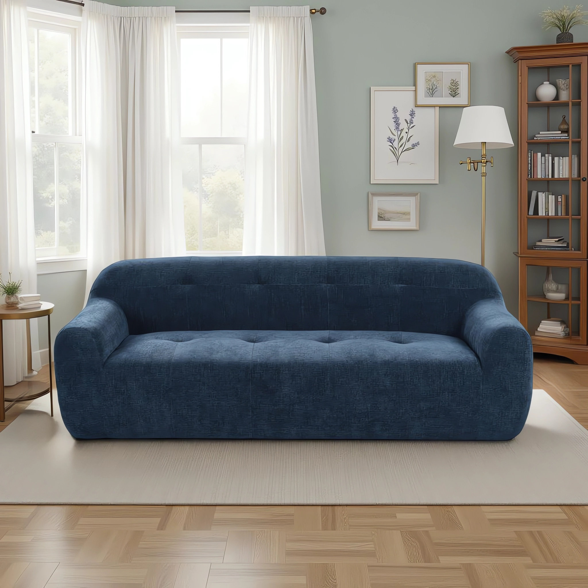 Latitude Run® 85.8" Modern Tufted Chenille Sofa, 3-Seater Full Foam ...