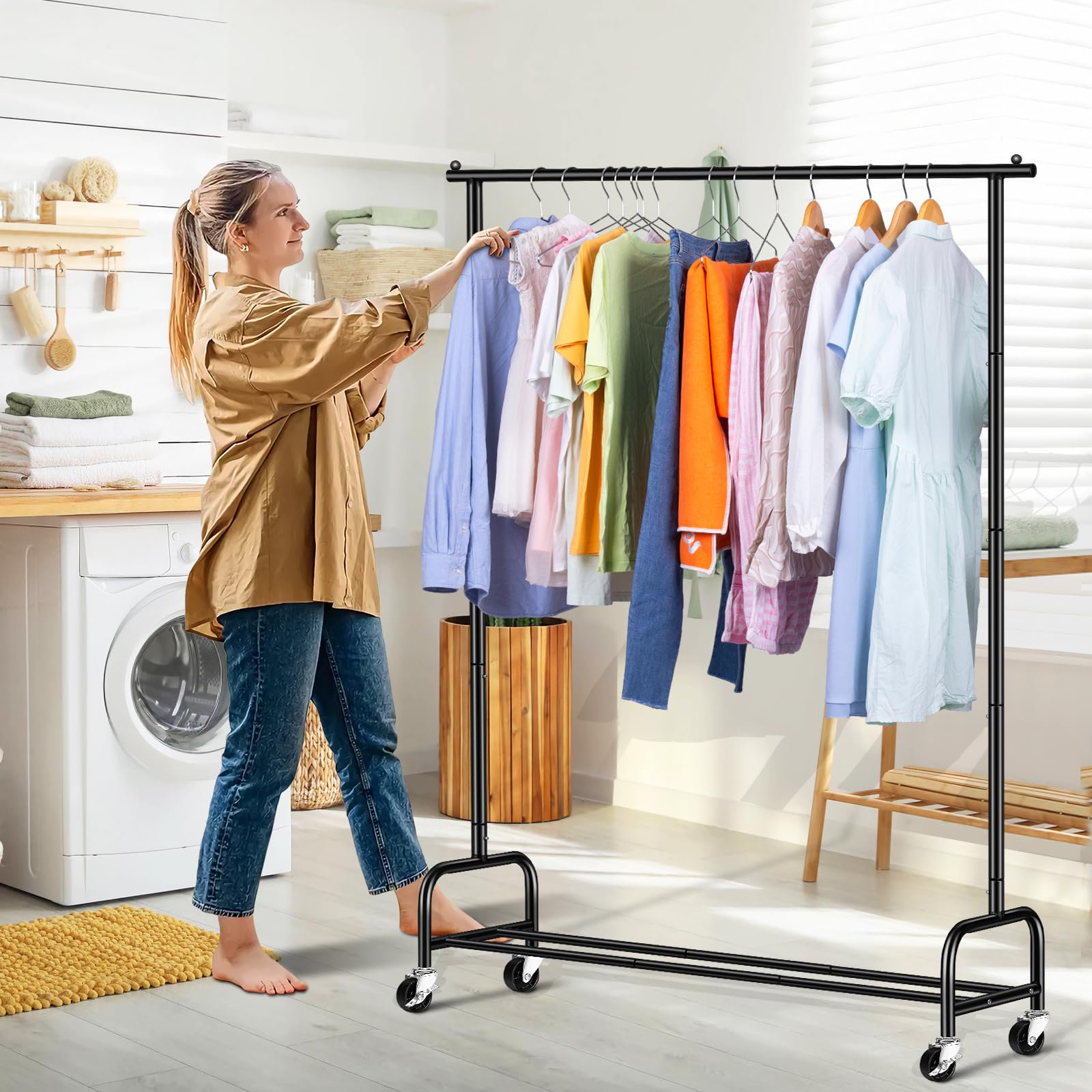 Rebrilliant Michalle 43'' Metal Rolling Clothes Rack | Wayfair