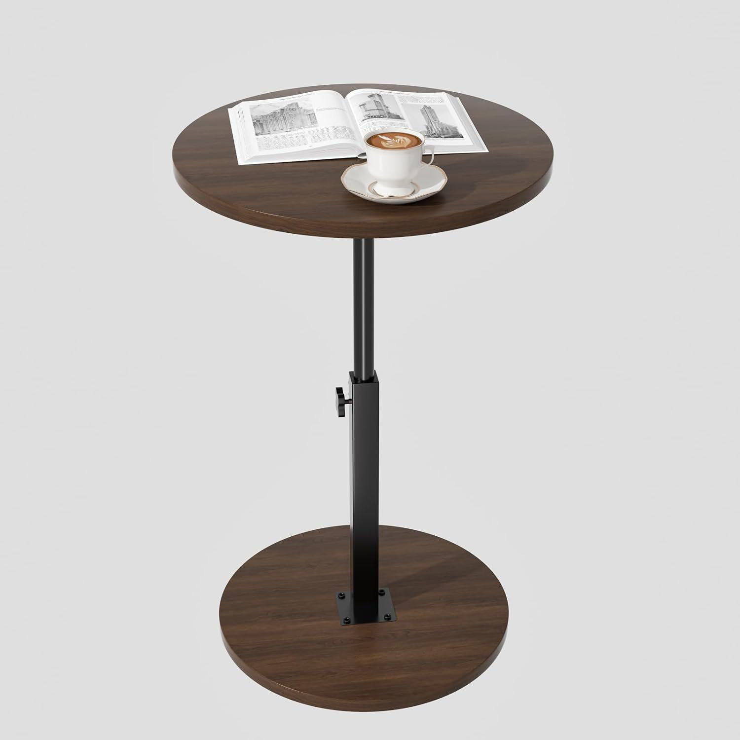 Latitude Run® Adjustable Height Round Side Table With Seamless Wood ...