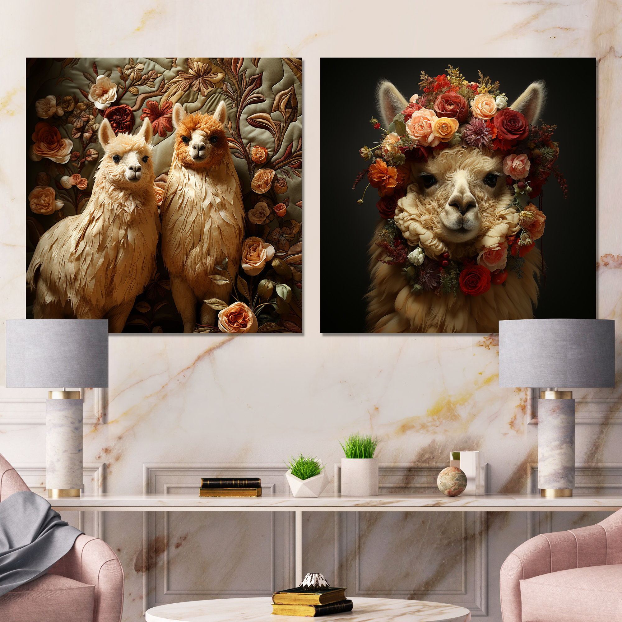 Bungalow Rose Floral Alpaca Portrait Wool Grandeur I - Animals Alpaca ...