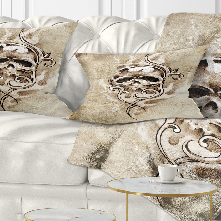 Design Art Abstract Skull Devil Tattoo Lumbar Pillow | Wayfair
