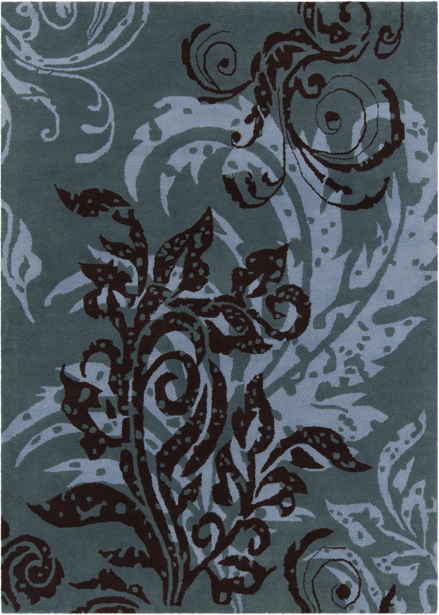 Chandra Rugs Arae Hand Tufted Rectangle Transitional Blue/Black Area ...