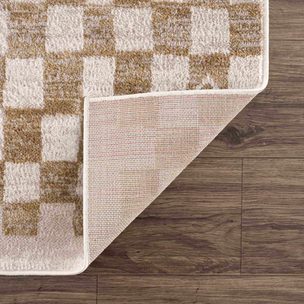 Union Rustic Jasha Checkered Beige/Brown Area Rug & Reviews | Wayfair