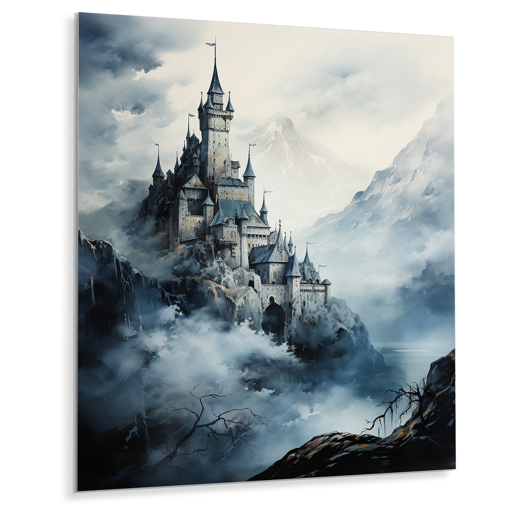 Winston Porter Castles Misty Mountain Fortress II On Metal Print | Wayfair
