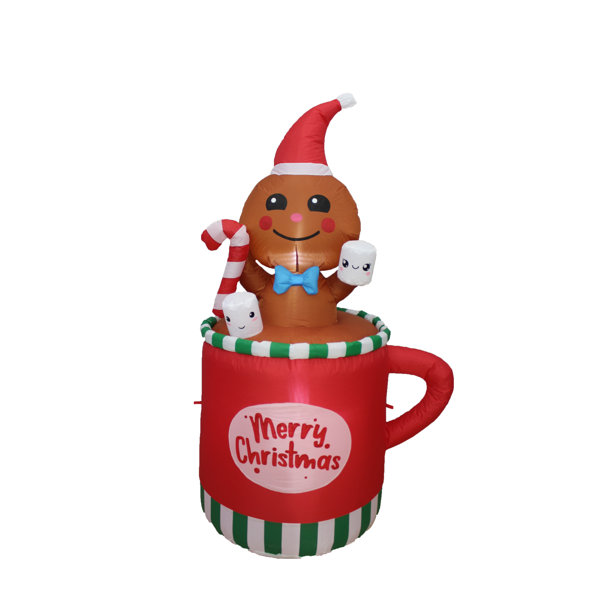 The Holiday Aisle® 6 Foot Tall Lighted Christmas Inflatable Gingerbread ...