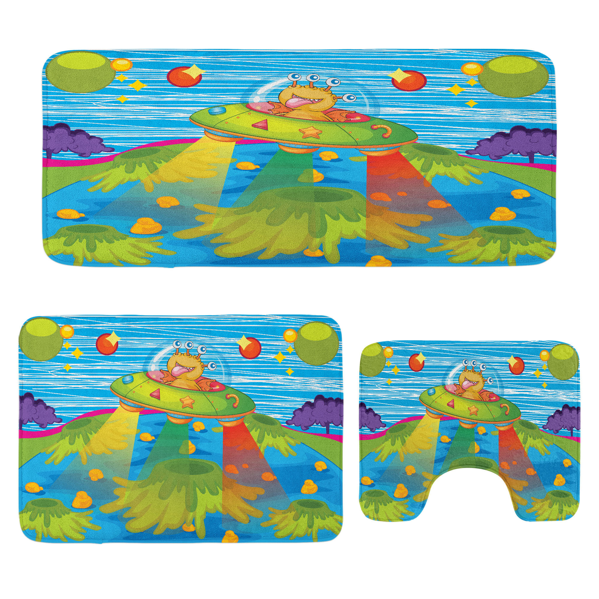 East Urban Home Alien Bathroom Rug Set 3 Pieces U-Shape & Rectangle ...