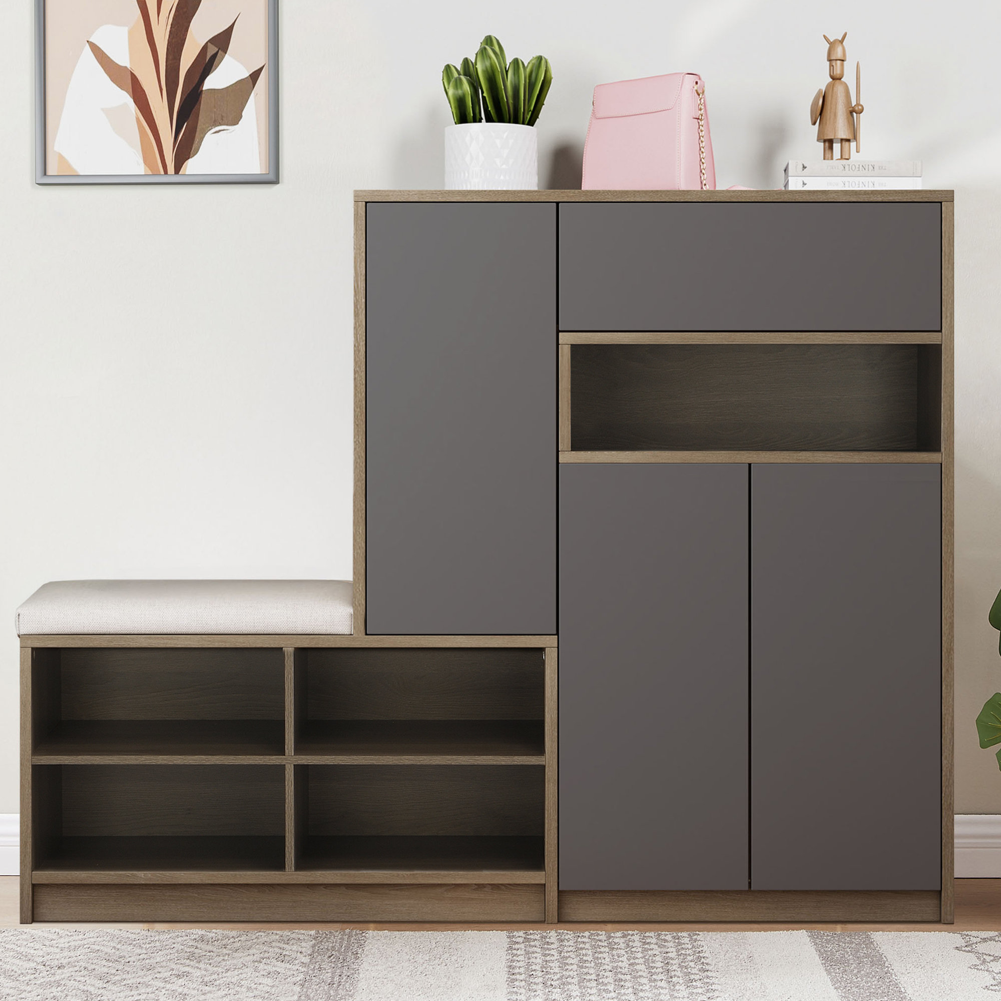 Hokku Designs 2-In-1 Multifunctional Shoe Cabinet, Shoe Rack With ...