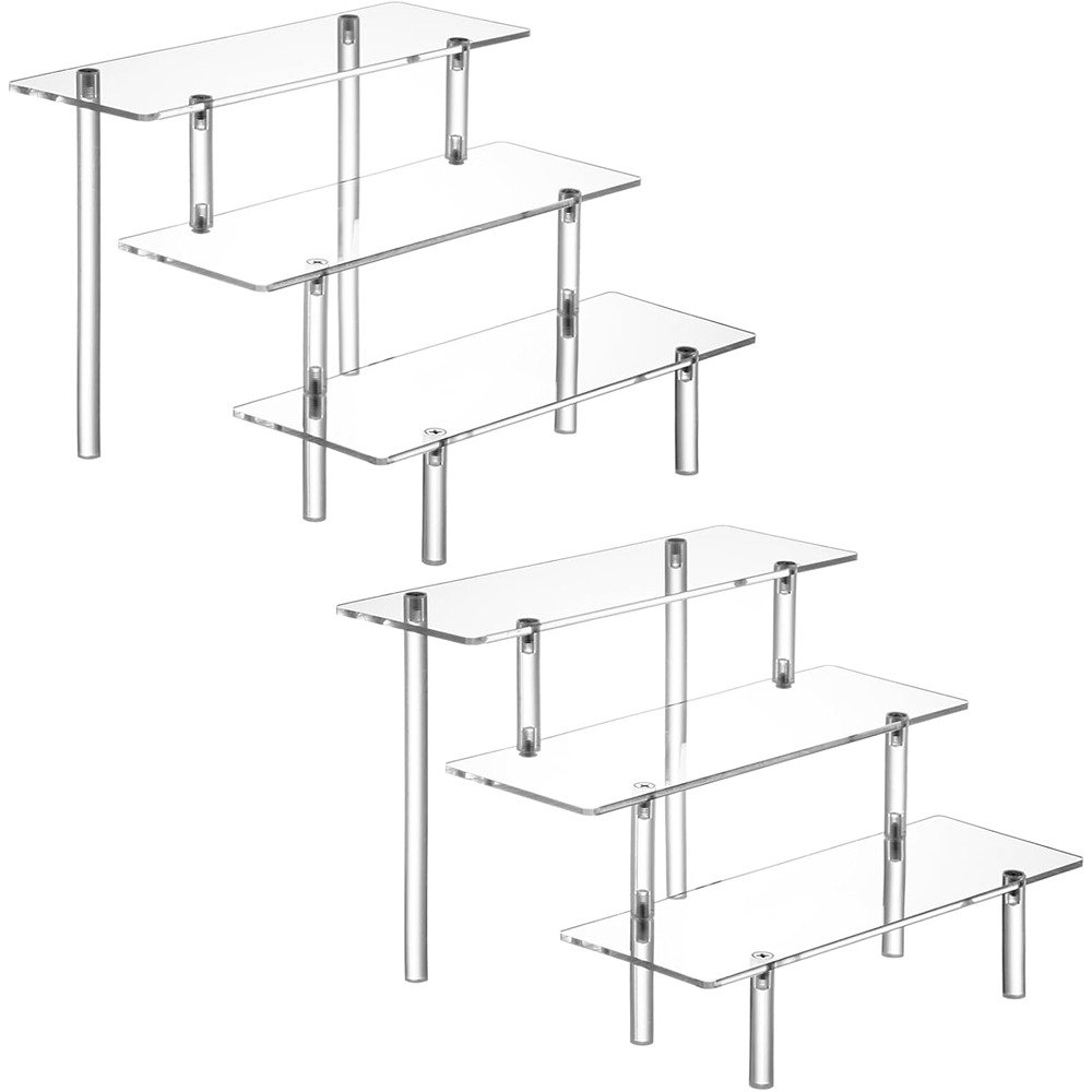 Rebrilliant 2PCS Acrylic Display Risers, 3 Tier Clear Cupcake Stand ...