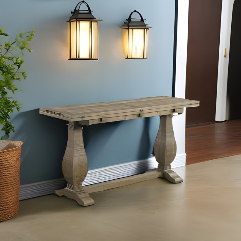 ERTCHUE RIED Napa Modular Reclaimed Wood Flip Top Console Dining Table ...