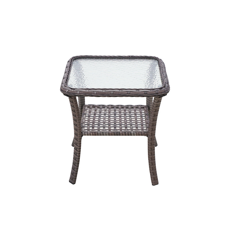 Winston Porter Wicker Rattan Side Table With Glass Top | Wayfair