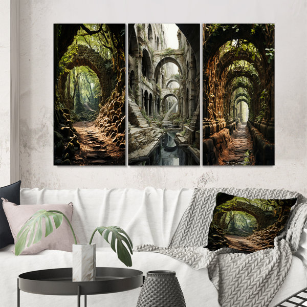 Latitude Run® " Green Brown Tunnel Enchanted Forest Earthy " 3 - Pieces ...