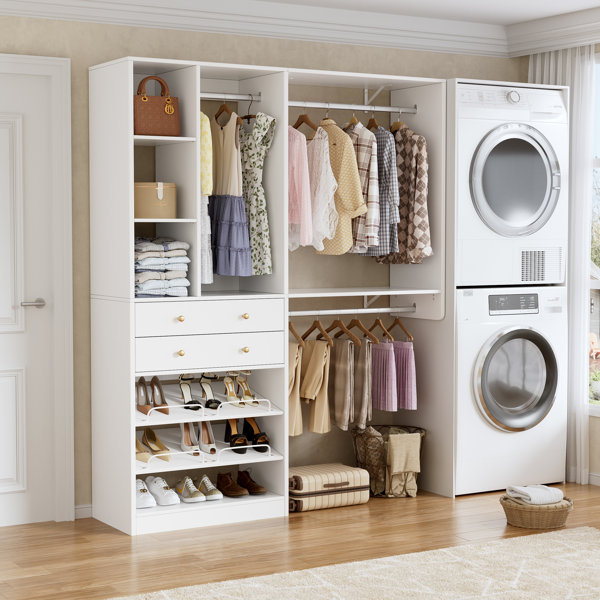 Latitude Run® Bedroom Closet System With Drawers, Shelves, And Shoe ...