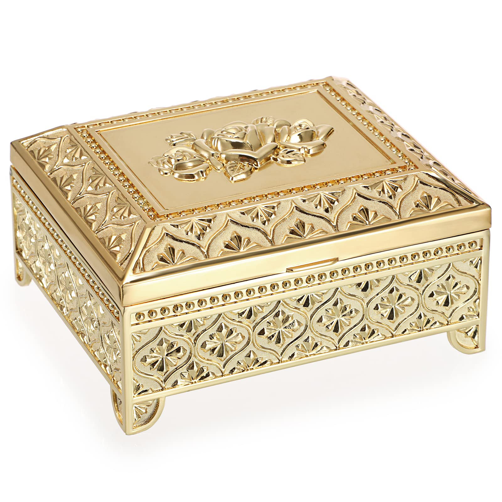 Rosdorf Park Vintage Metal Jewelry Box Trinket Organizer Decorative Box ...