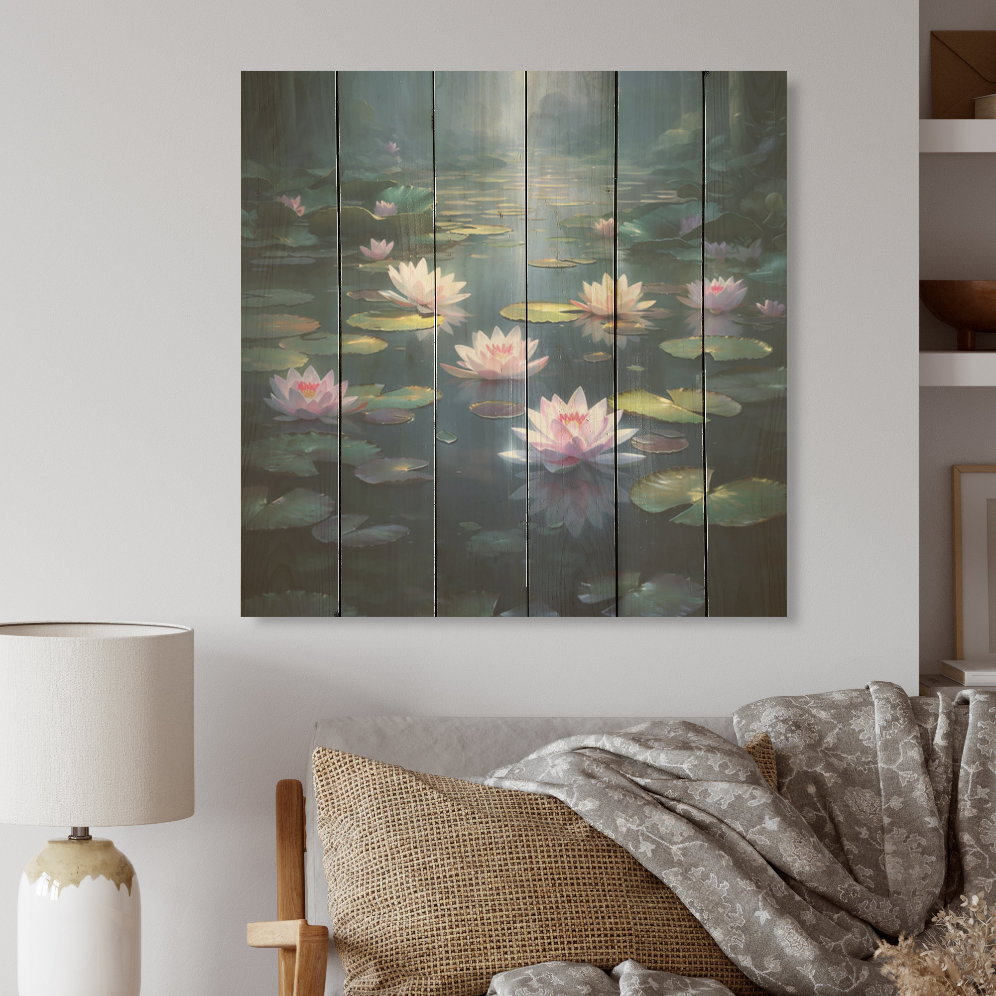 Lark Manor™ Magical Lotus Lily Pad Pond I - Lotus Wood Wall Art On ...