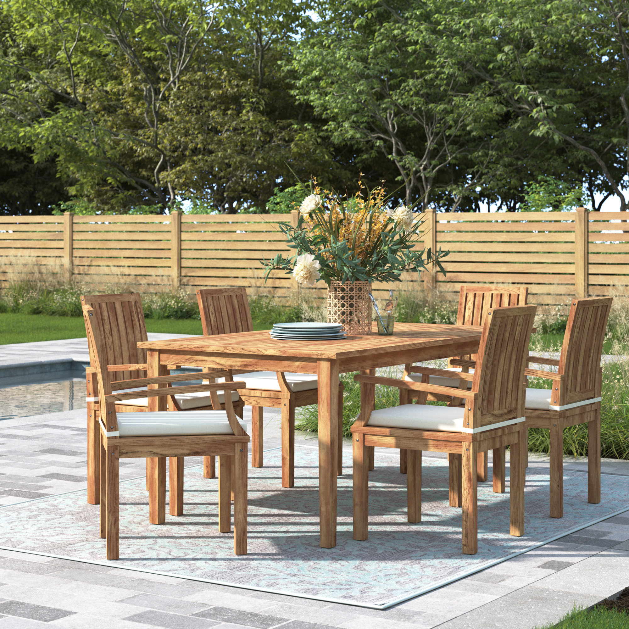 Modway Marina 7 Piece Outdoor Patio Teak Dining Set | Wayfair