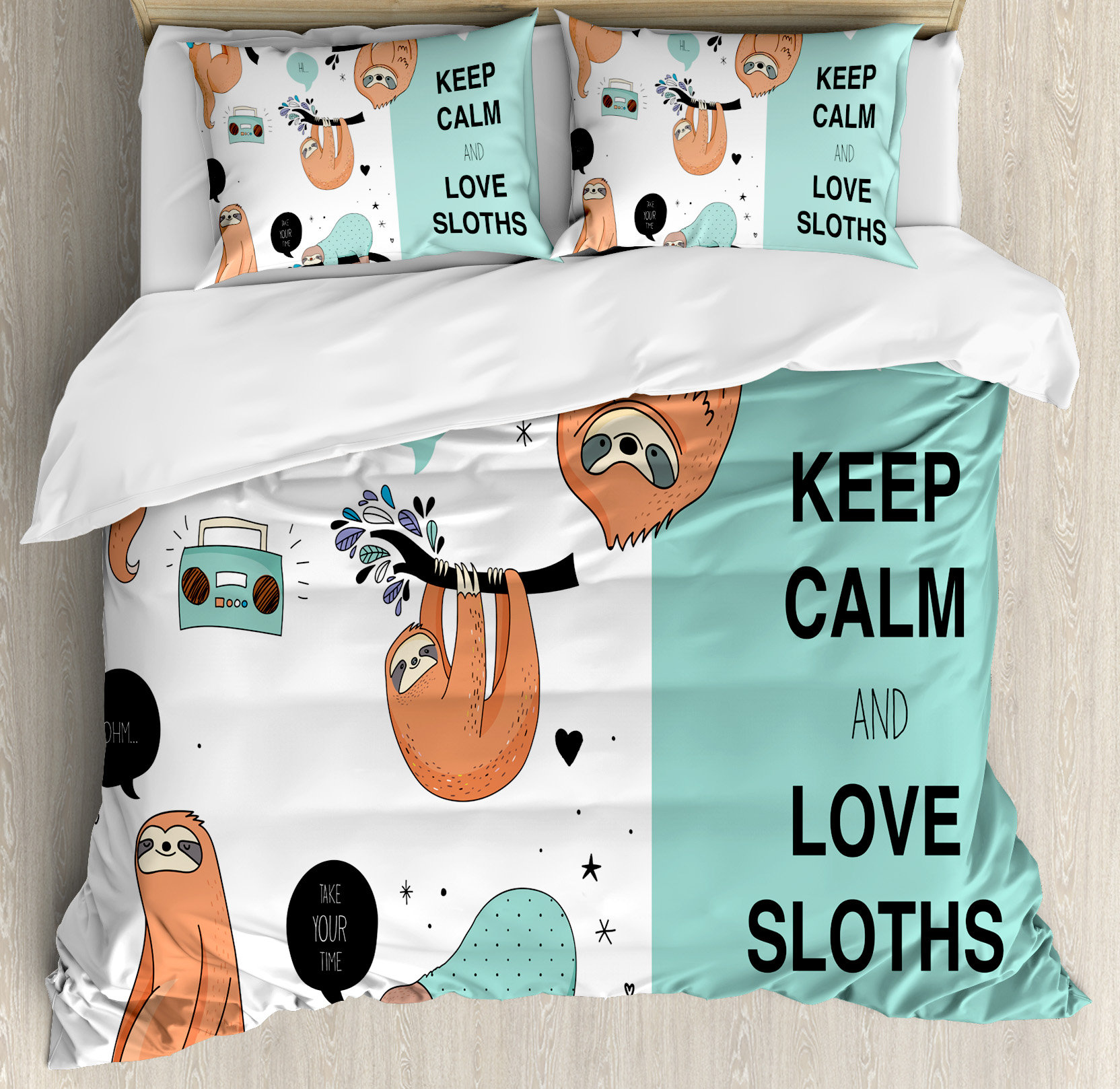 Ambesonne Animal Lazy Sleepy Bear Tribe of Australian Sloths with 'Keep ...