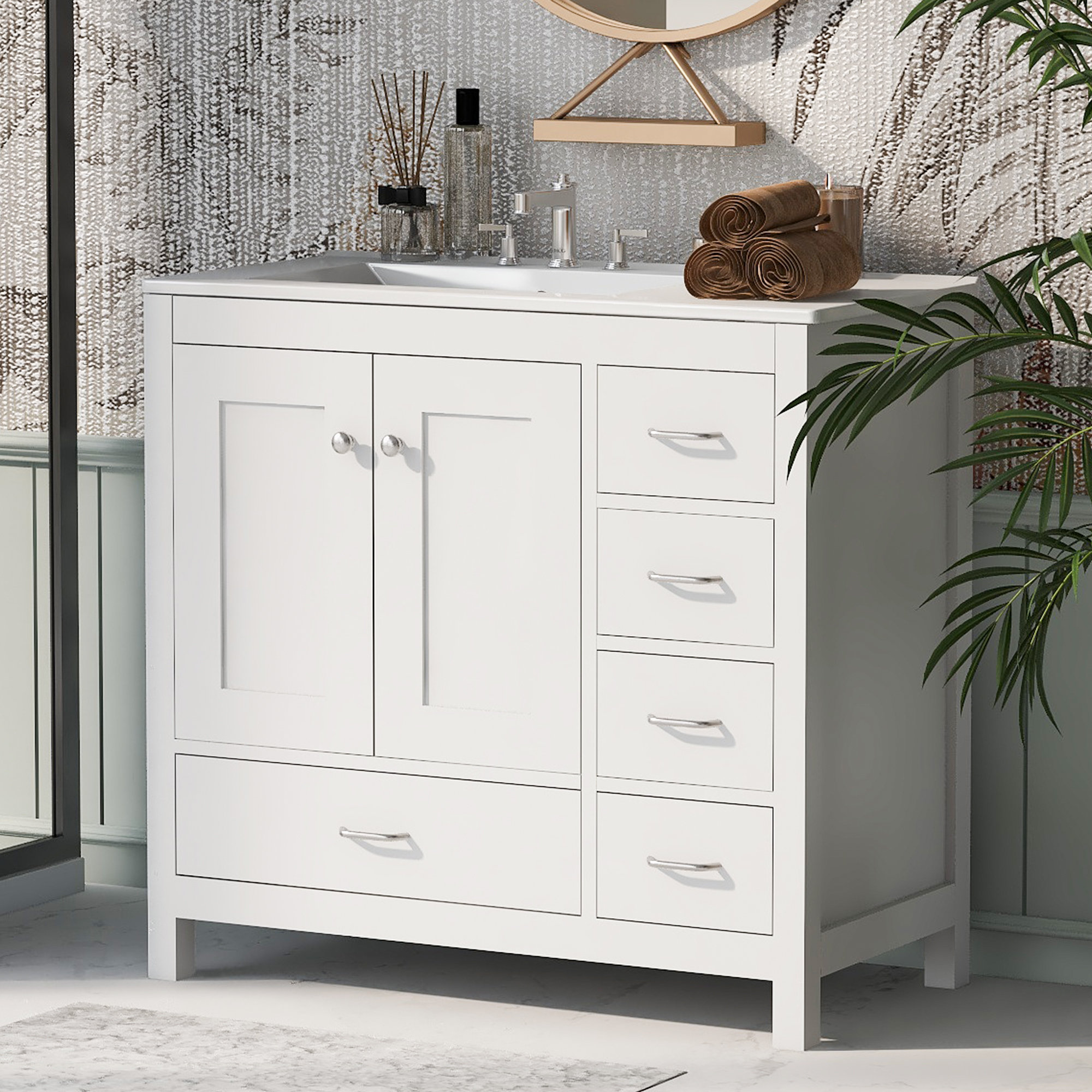 Winston Porter Sakila 36'' Bathroom Vanity Set with Ceramic Sink and ...