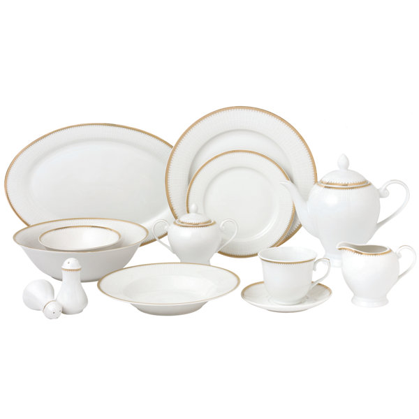 Lorren Home Trends 57 Piece Porcelain China Dinnerware Set - Service ...