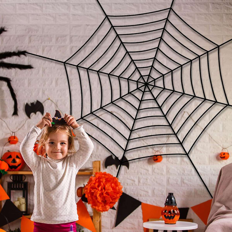 The Holiday Aisle® 5Ft Spiderweb Round Large Web with 4Ft Giant ...