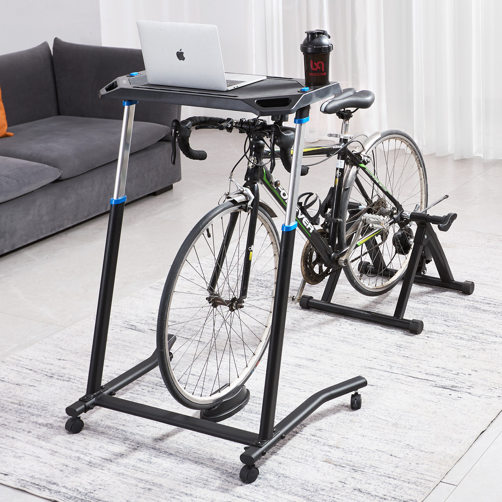 Wrought Studio™ Mobile Cycling Desk Foldable Bike Trainer Fitness Desk ...