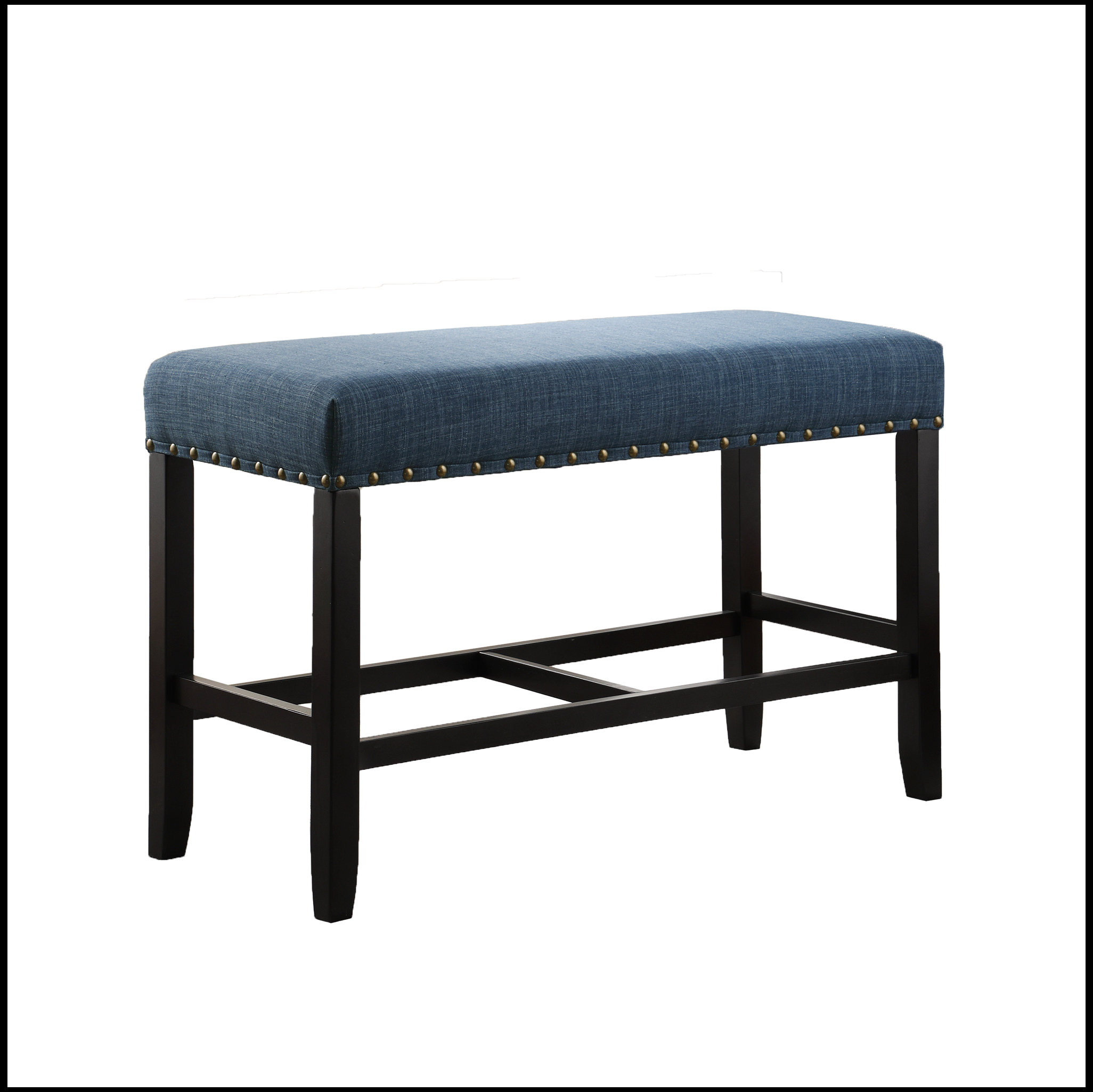 Winston Porter Biony Fabric Counter Height Dining Bench with Nailhead ...