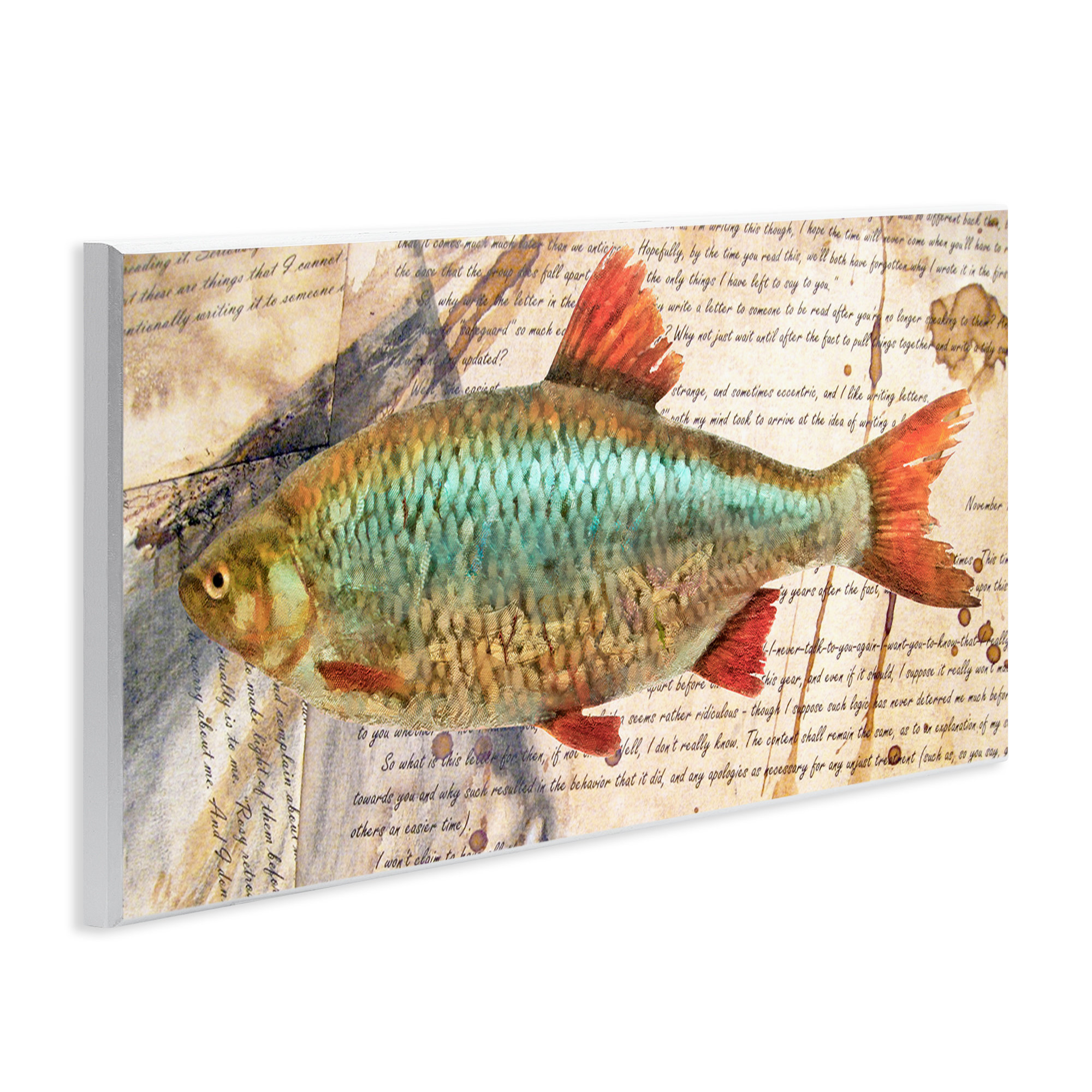 Bungalow Rose Vintage Pages & Fish Wall Plaque Art by Alonzo Saunders ...