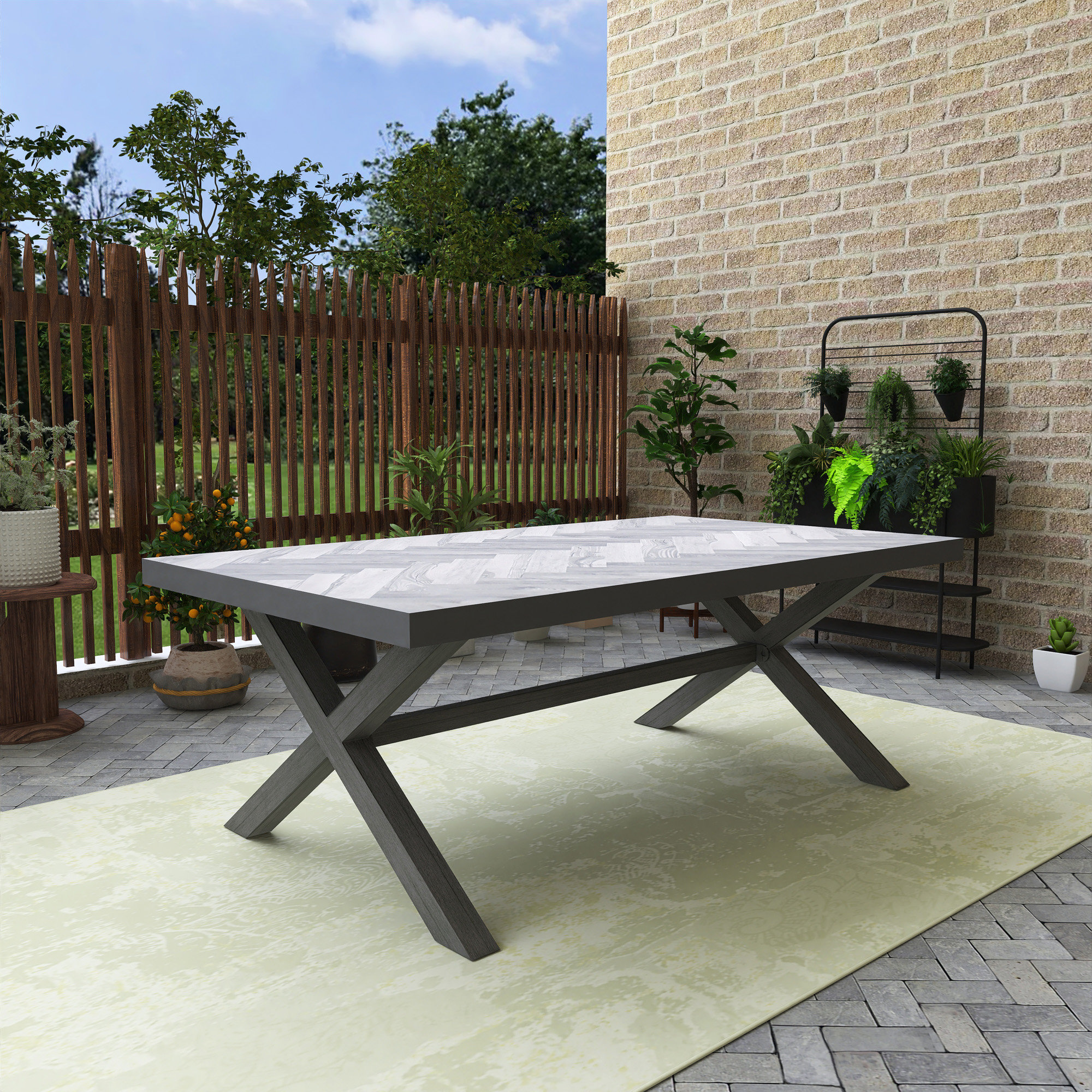Gracie Oaks 43 In. W Rectangular Outdoor Patio Table With Resin ...