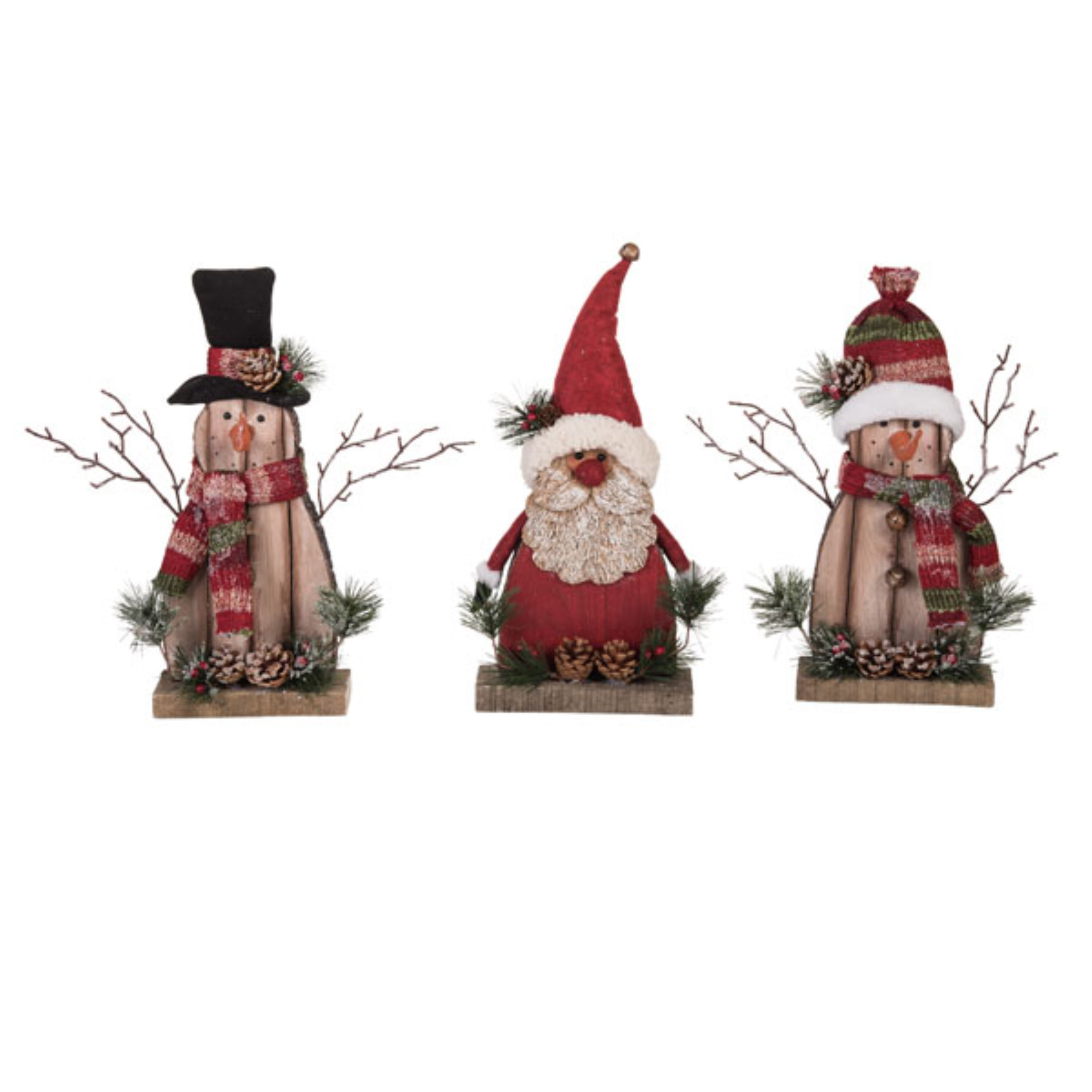 Ophelia & Co. Wood 15 in. Christmas Rustic Character Decor Set of 3 ...