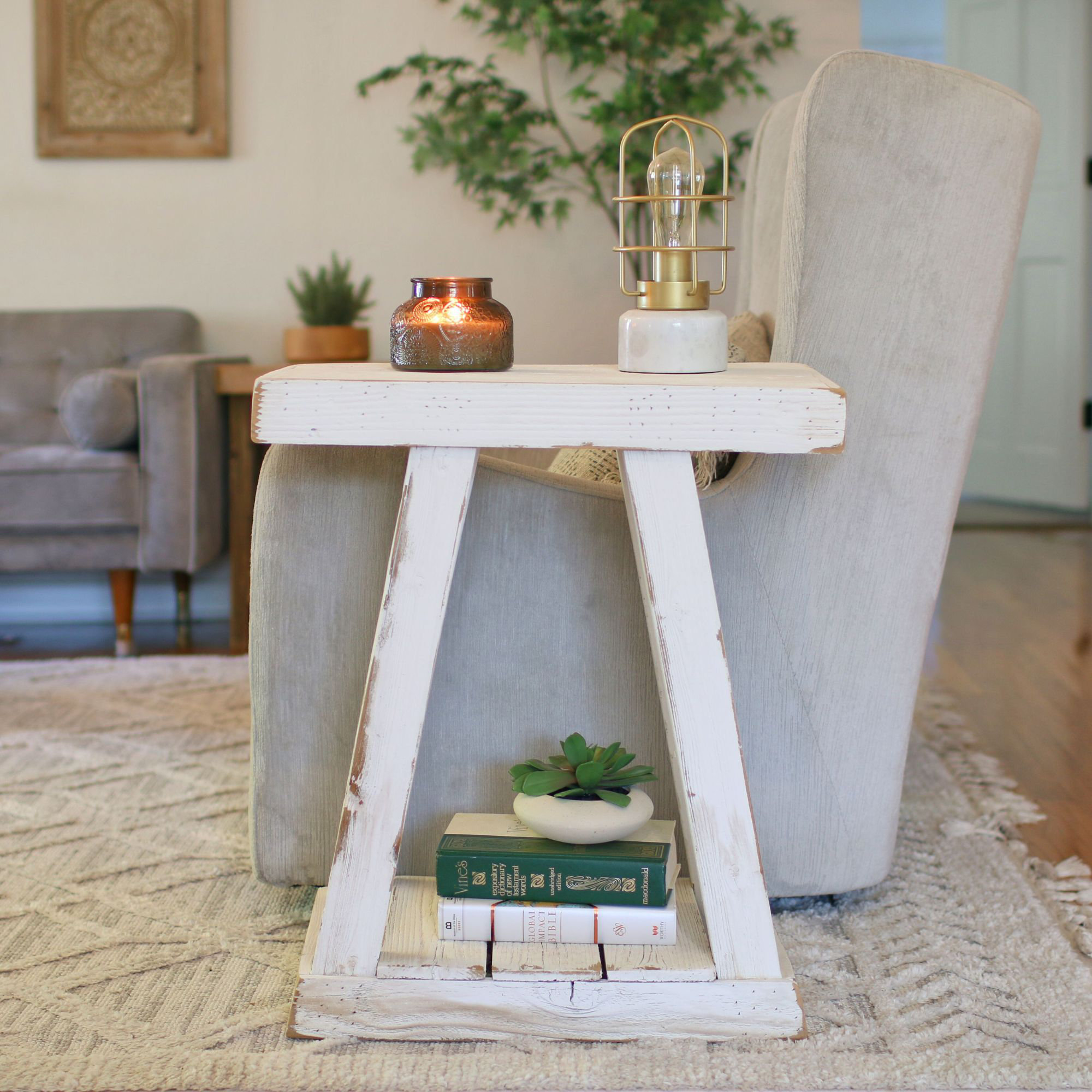 August Grove Farmhouse Charm End Table — Reclaimed Wood Accent Table In ...