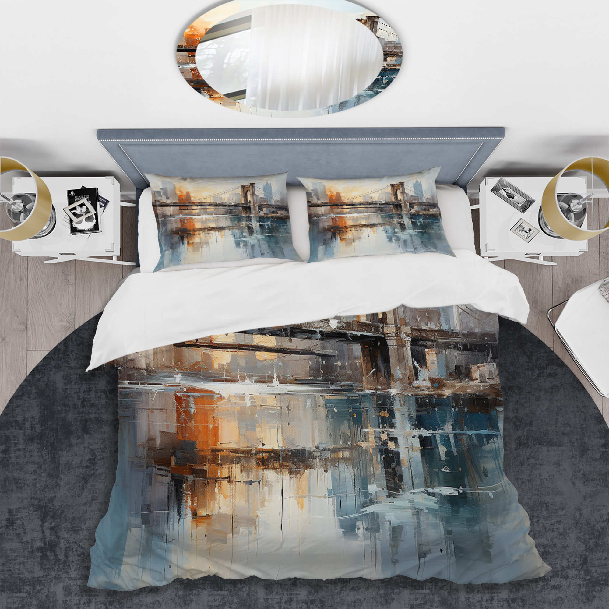 Design Art Beige Bridge Reflective Connections - Bridges Duvet Cover ...