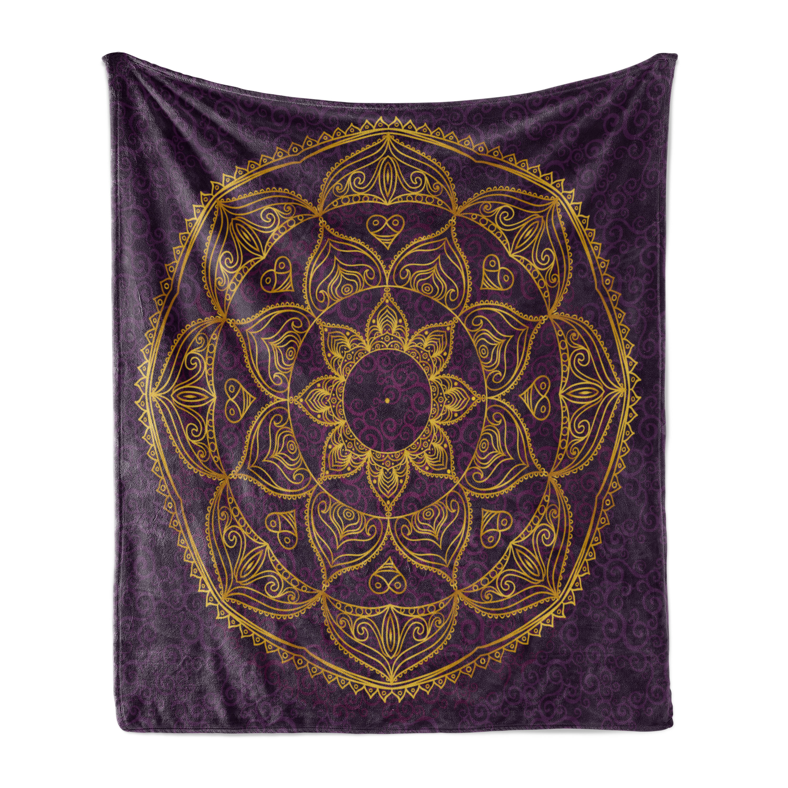 Ambesonne Mandala Fleece Throw Blanket Lace Like Circular Purple Earth ...