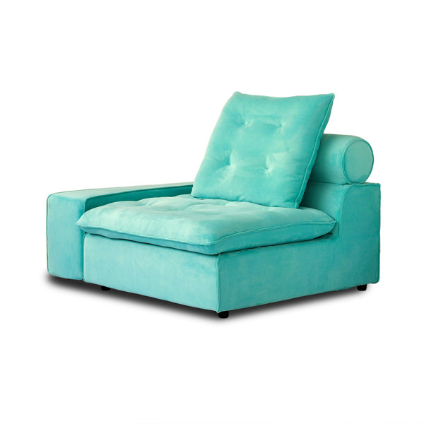 Mercer41 Koit Upholstered Adjustable Modular Frosted Velvet One Armed ...