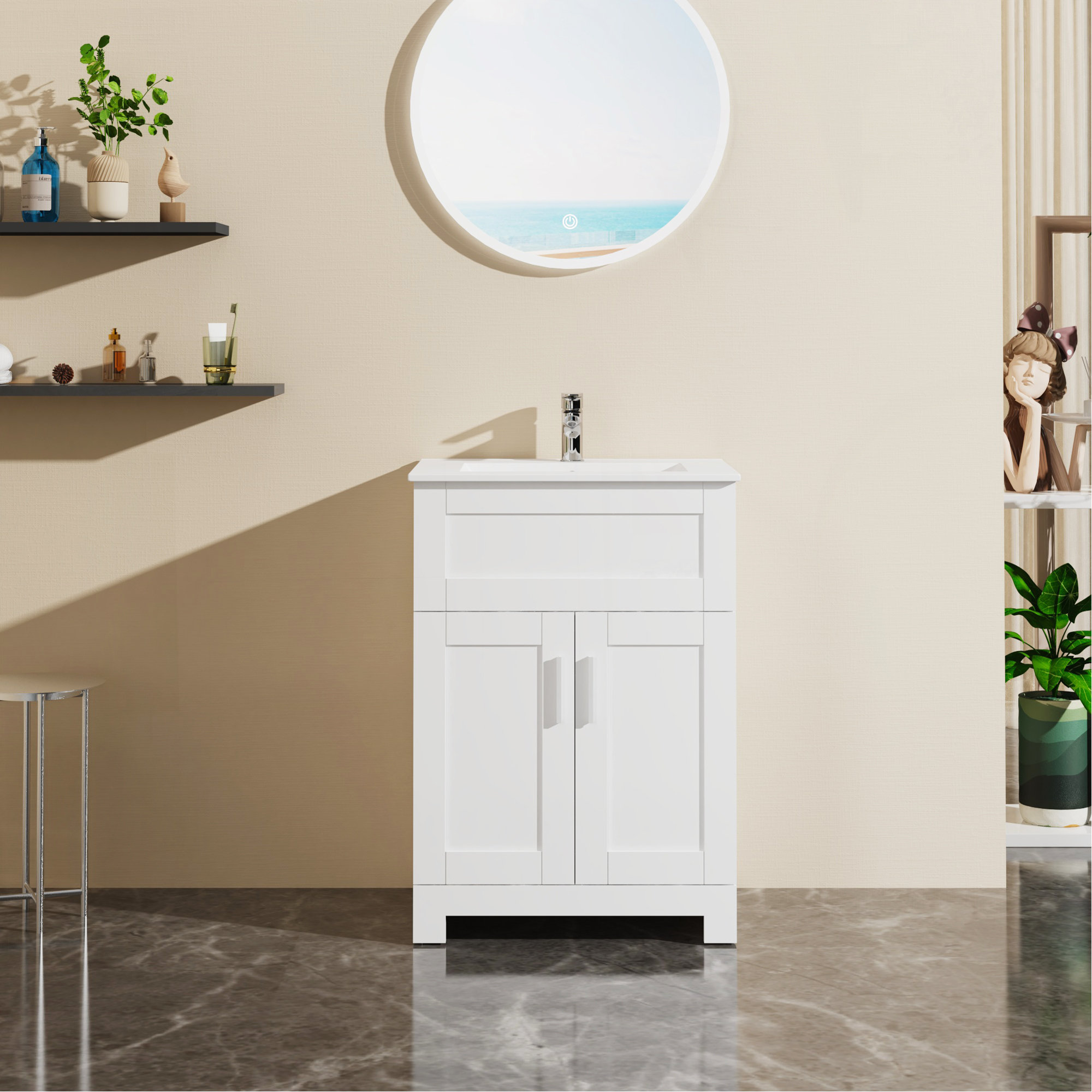August Grove® 24" Sink Bathroom Vanity Laundry Cabinet Combo, White ...
