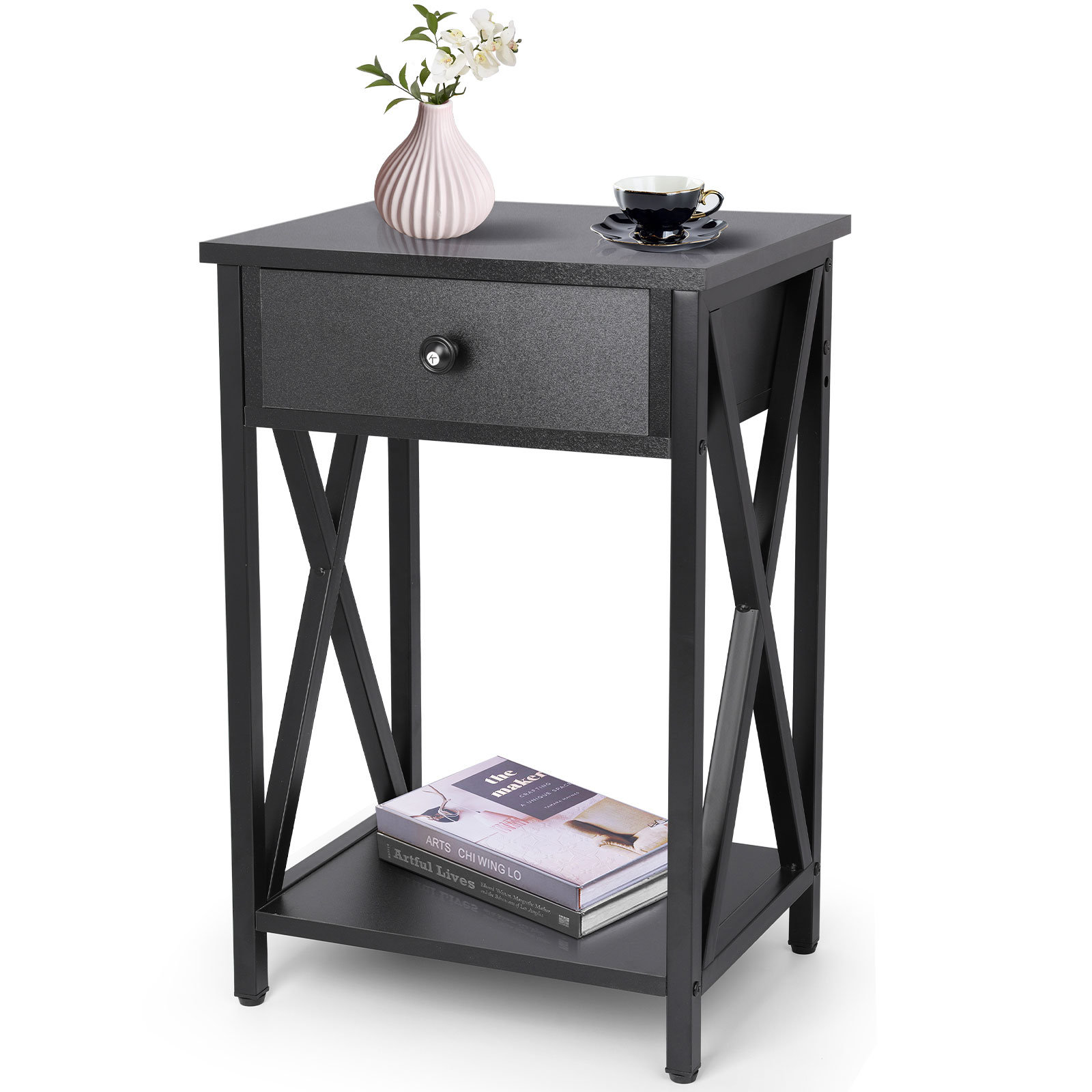 Longshore Tides Eastburn Locker Nightstand - Black & Reviews | Wayfair