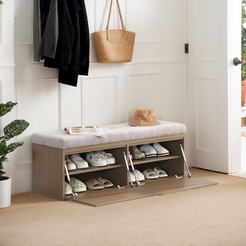 Hokku Designs 8 Pair Shoe Storage Bench With Padded Seat Cushion | Wayfair