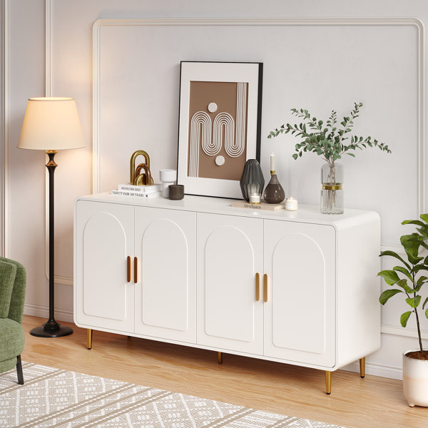 Mercer41 Modern 64" Sideboard With Rounded Edges, Curved Design Buffet ...