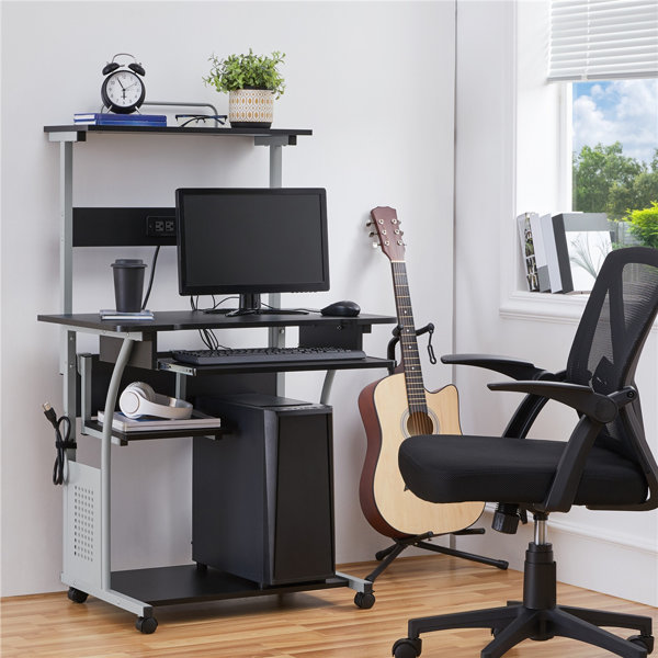 The Twillery Co. Ulloa 3 Tiers Computer Desk with Charging Station for ...